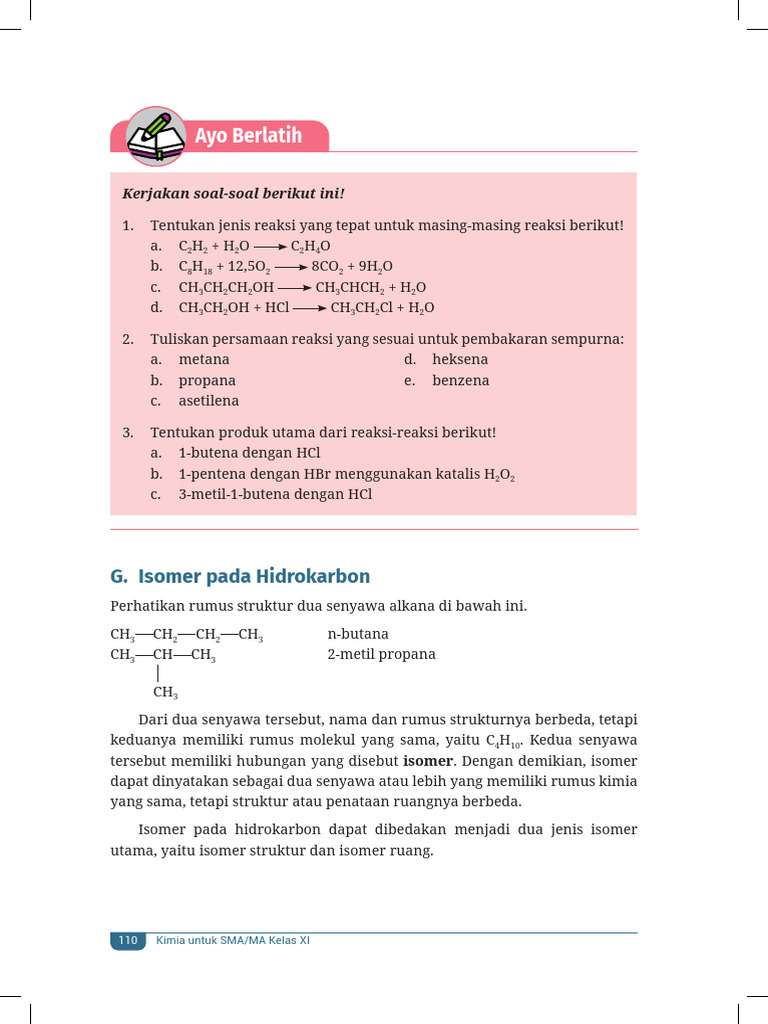 BS-KLS-XI Sifat KIMIA HIDROKARBON (ISOMER) | PDF