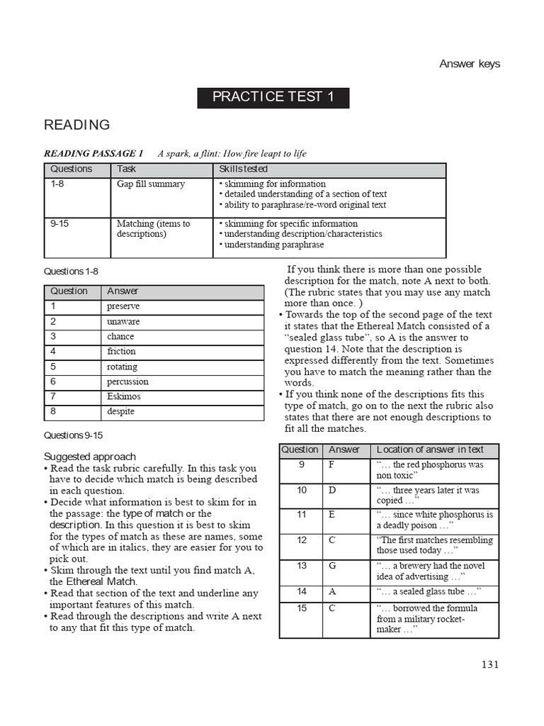 Test Practice 1 Answers Pdf Speed Reading Cognition