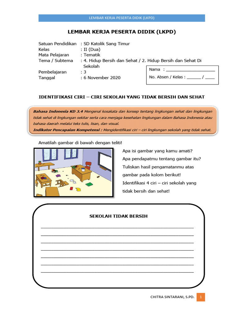 LKPD Kelas 2 Tema 4 Subtema 1 Pembelajaran 3 | PDF | Seni