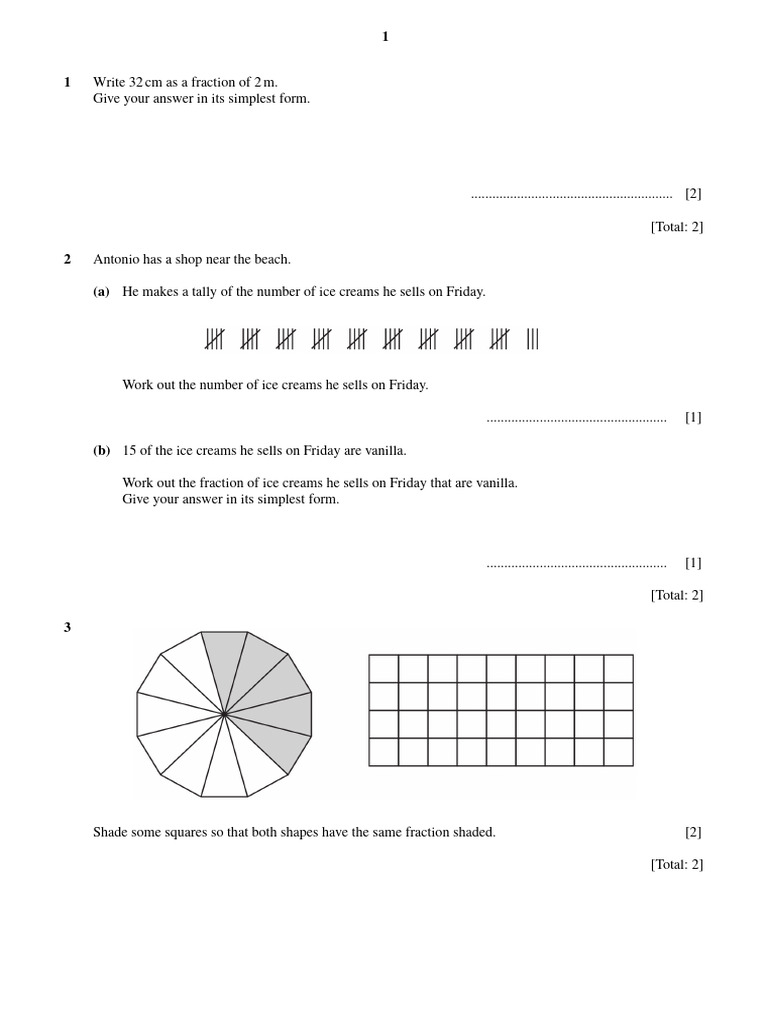 Fraction, Decimal, Percentage Test | PDF | Division (Mathematics ...