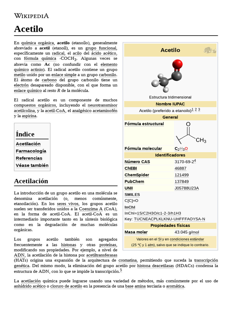 Acetilo | PDF | Sustancias químicas | Ciencias fisicas