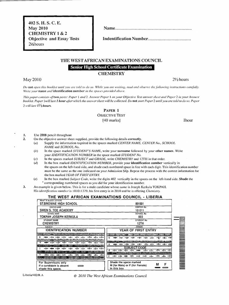 Chemistry 2010 Waec | Download Free PDF | Chemical Reactions | Sodium