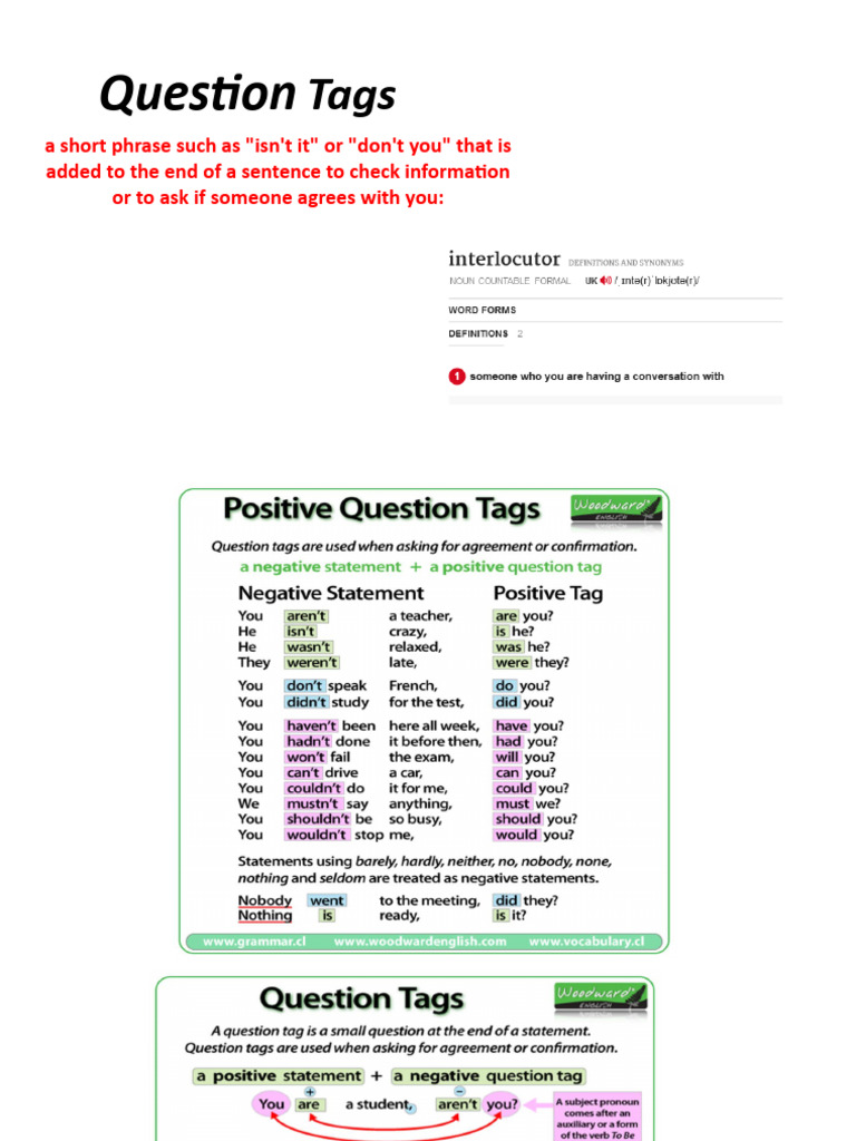 Question Tags | PDF | Pronoun | Question