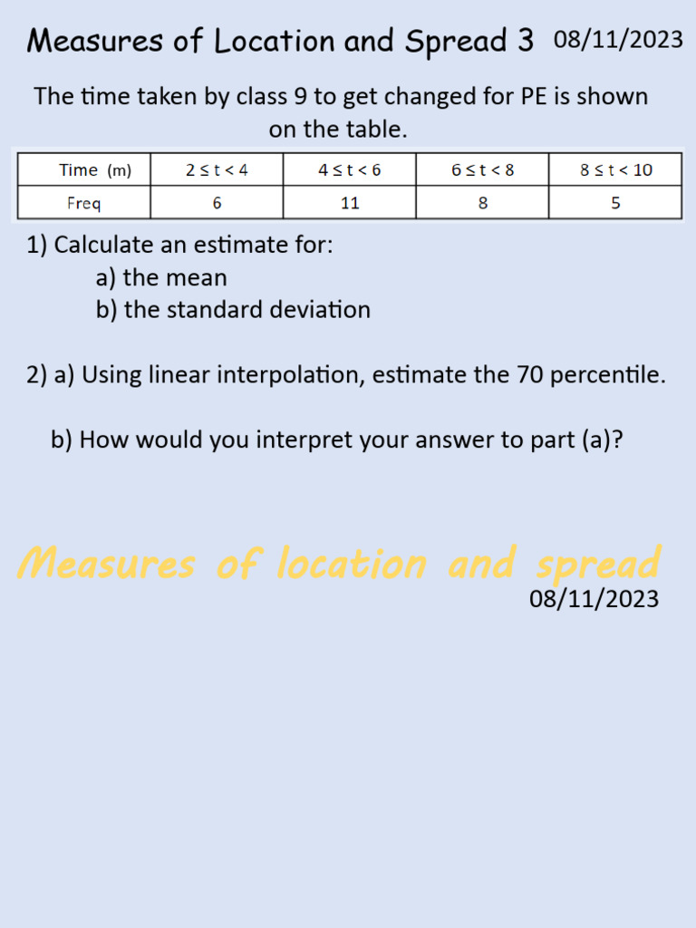 Location and Spread: Mean & Standard Deviation | PDF | Variance ...
