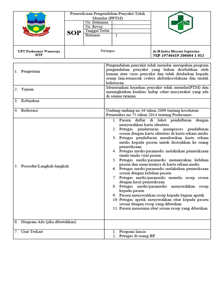 Sop Pemeriksaan PTM | PDF