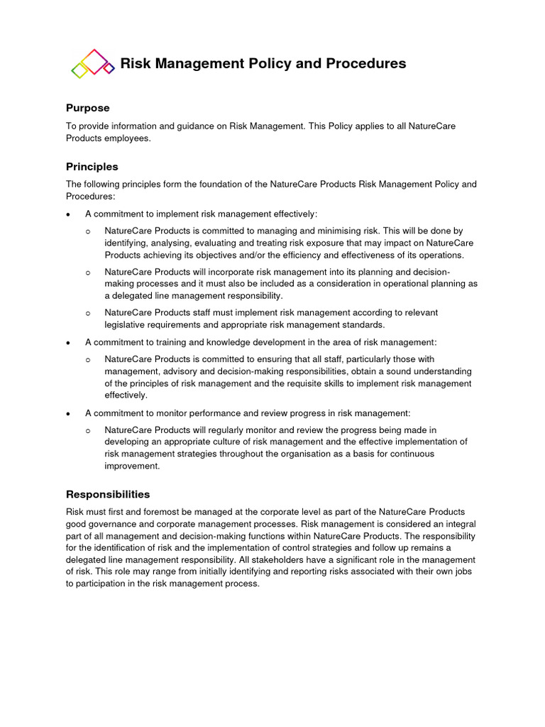 Section1. (3.3) Risk Management Policy and Procedures | PDF | Risk ...