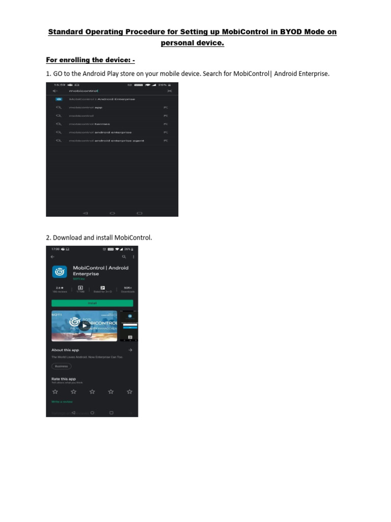 MobiControl BYOD Setup Guide | PDF | Google Play | Android (Operating System)