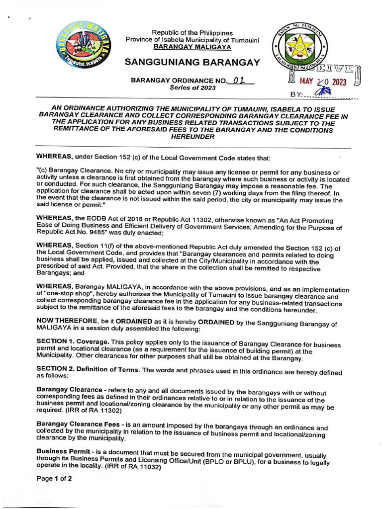 5.2.1 Enacted Brgy Ordinance | PDF