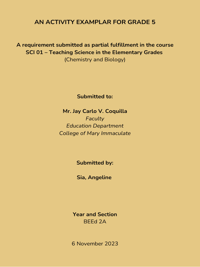 Grade 5 Activity | PDF | Creativity | Science