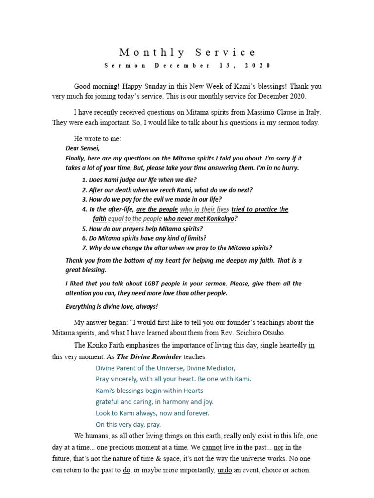 Understanding Mitama Spirits in Konkokyo | PDF | Religious Belief And ...