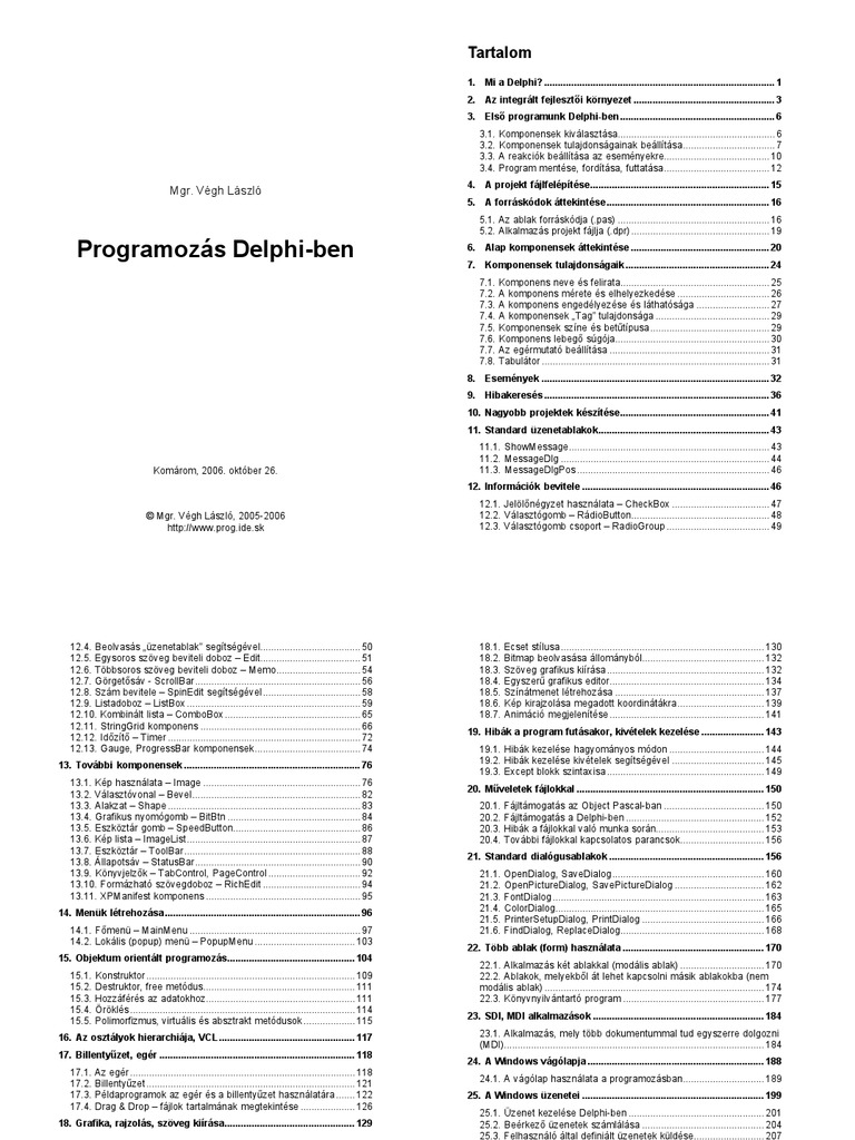 Programozás Delphi-Ben | PDF