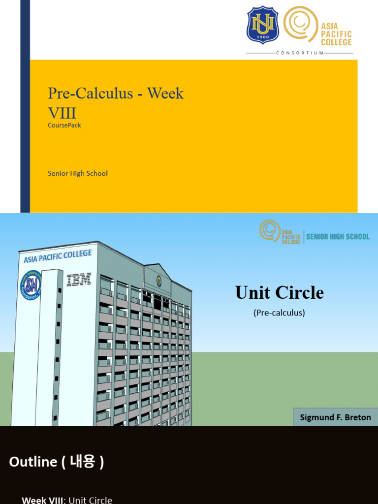 Pre-Calculus Week VIII - Unit Circle | Download Free PDF | Angle | Circle