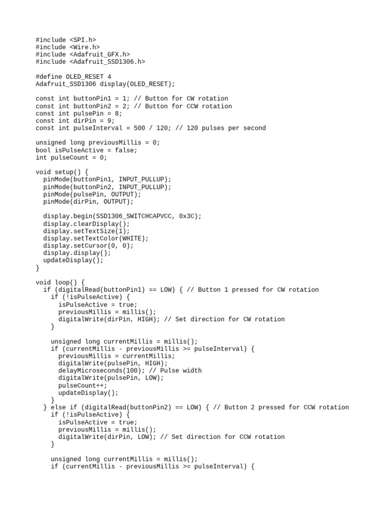 Oled and Two Buttons to Control CW & CCW Stepper | PDF