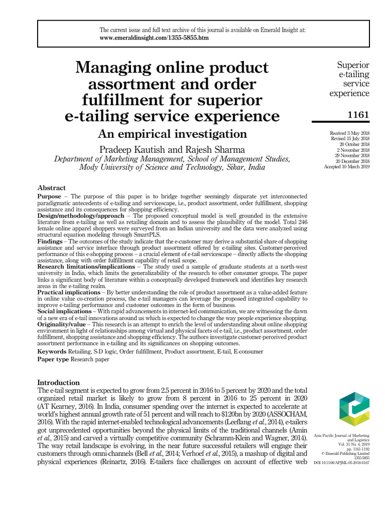 10 1108 - Apjml 05 2018 0167 | PDF | Retail | Online Shopping