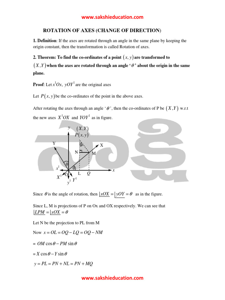 Inter Material Istyearem Mathsib 02 - 02 - Rotation - of - Axes ...