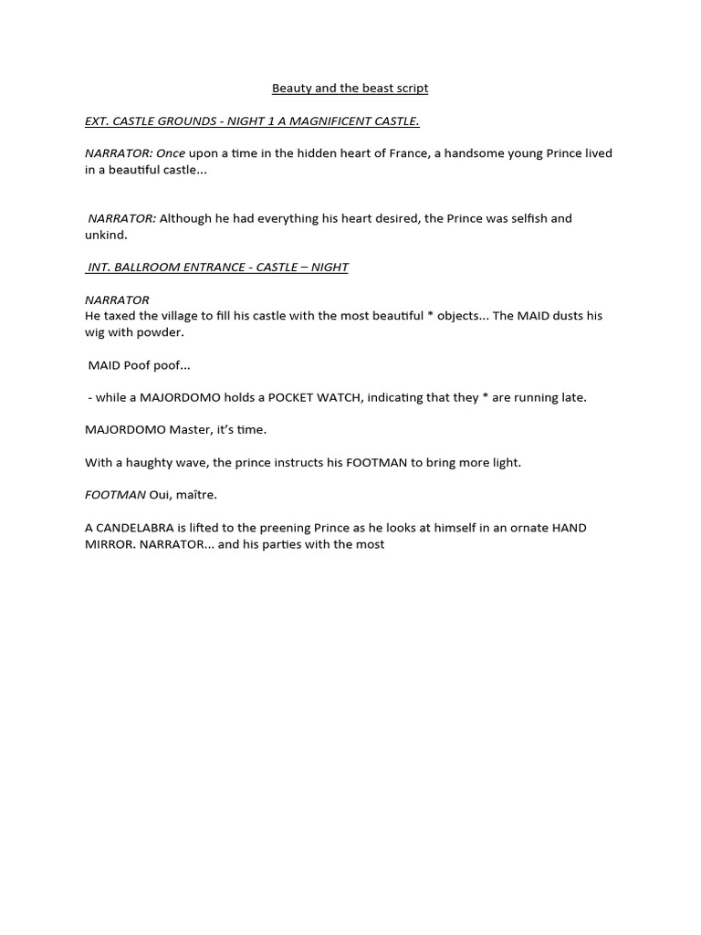 Beauty and The Beast Script | PDF | Classics