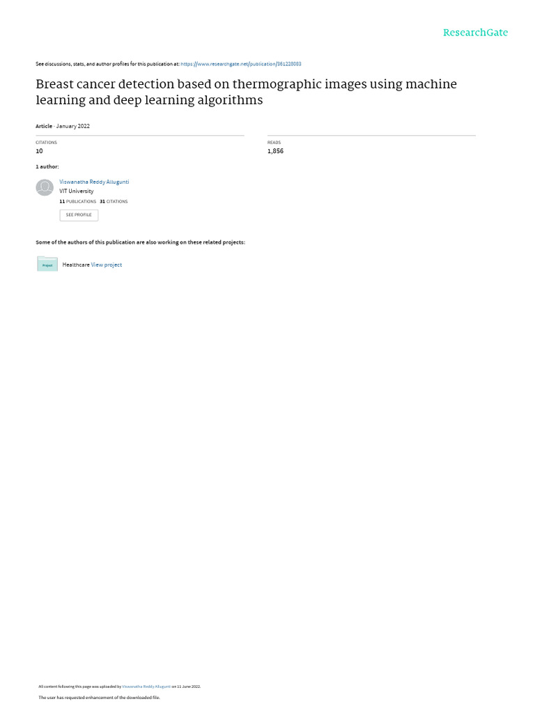 Breast Cancer Detection Based On Thermographic Images Using Machine ...