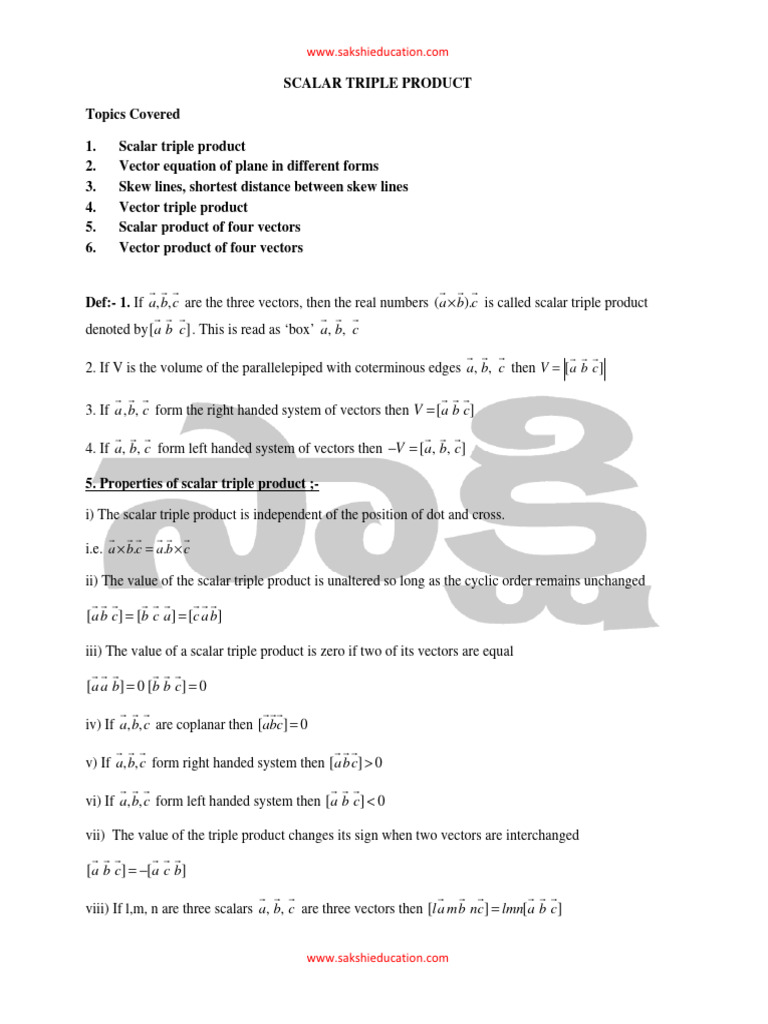 Inter-Material-Istyearem-Mathsia-04 02 Scalar Triple Product | PDF | Euclidean Vector | Geometry