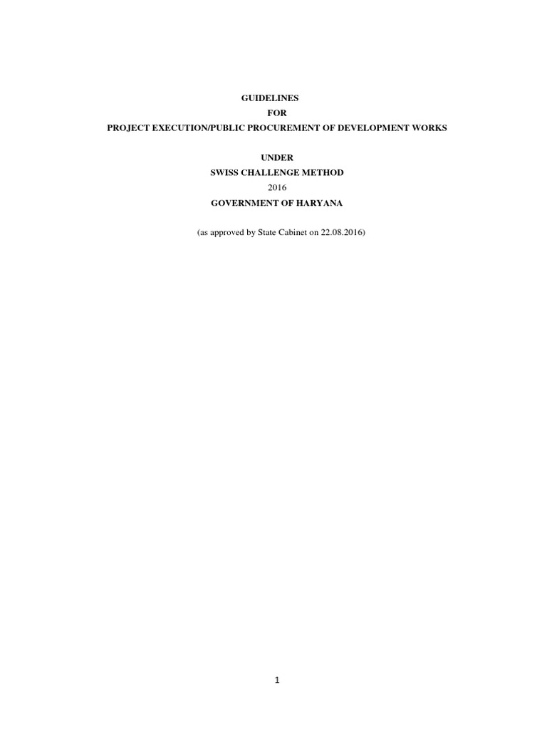 Swiss Challenge Method Guidelines Haryana | PDF | Request For Proposal ...