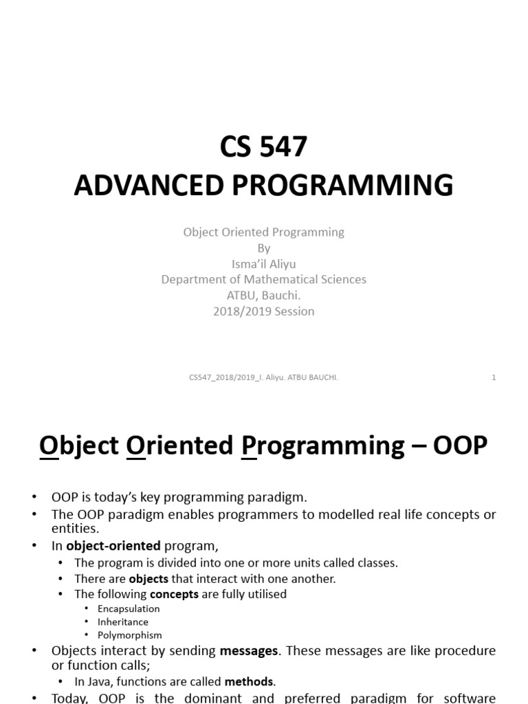 Cs547 Lecture Slides Oop Pdf Inheritance Object Oriented Programming Programming