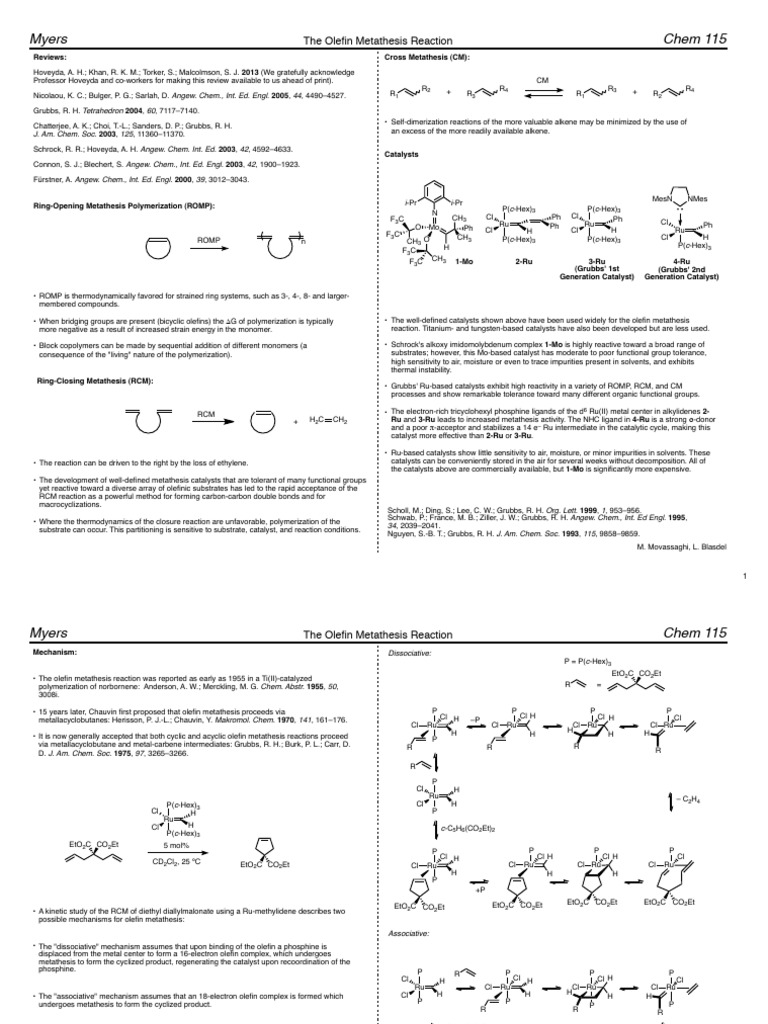 Olefin Metathesis Reactions Overview | PDF | Physical Sciences ...