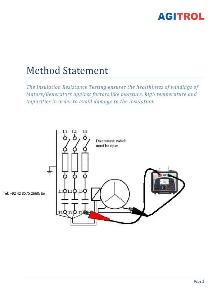 Method Statement Insulation Resistance of Motors Generators | PDF ...