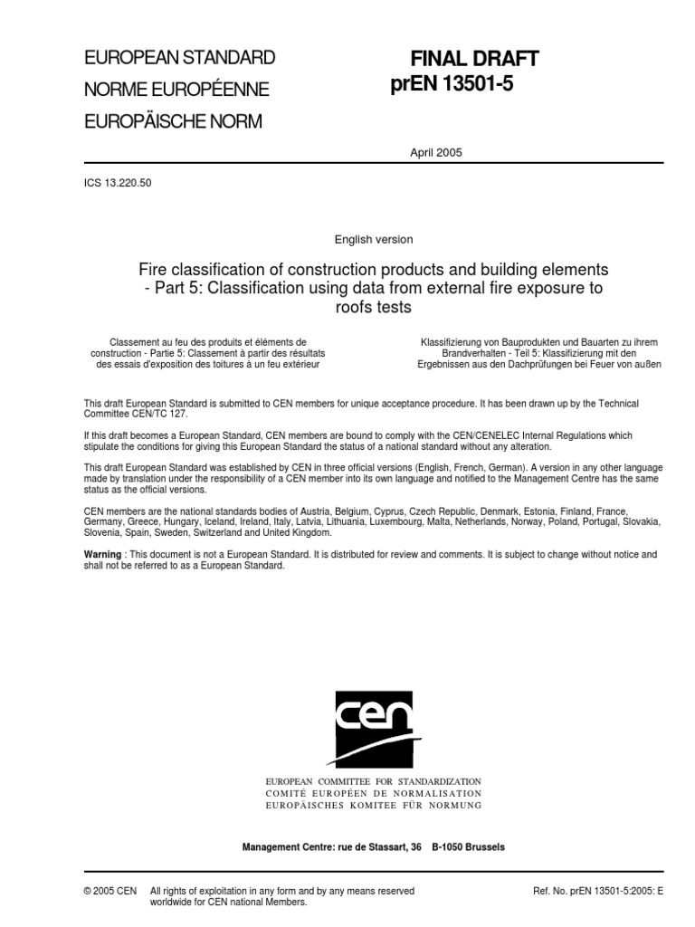 EN_13501-5 | Combustion | Statistical Classification