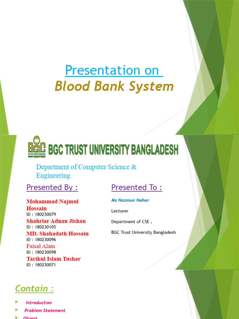 Bloodbank Project Presentation | PDF | My Sql | Blood Donation