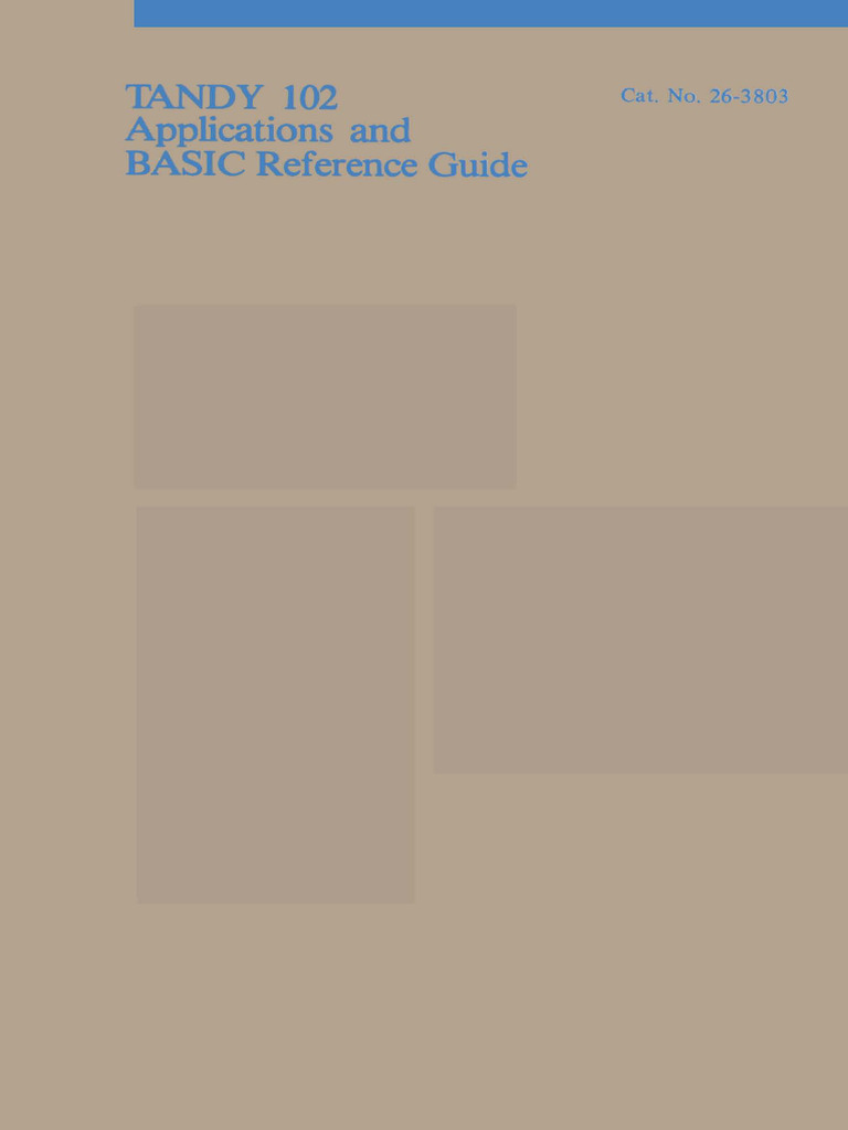 Tandy Model 102 Applications and BASIC Reference Guide 1985 | PDF