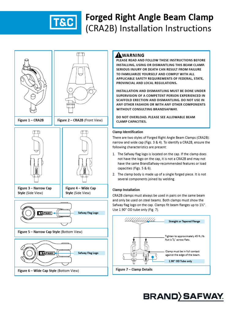 Orn471 BSL Forged Right Angle Beam Clamp Installation Instructions ...