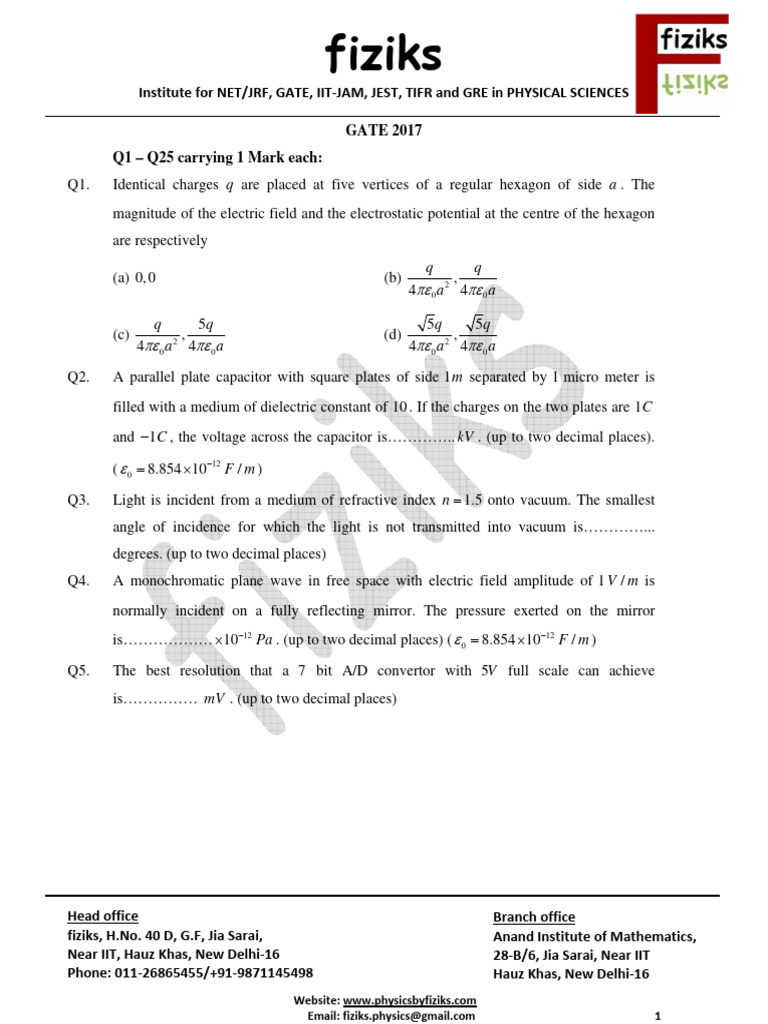 Gate 2017 Pdf Amplifier Capacitor