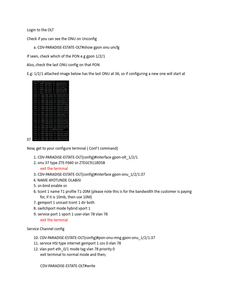 Configuring ZTE ONU on OLT | PDF