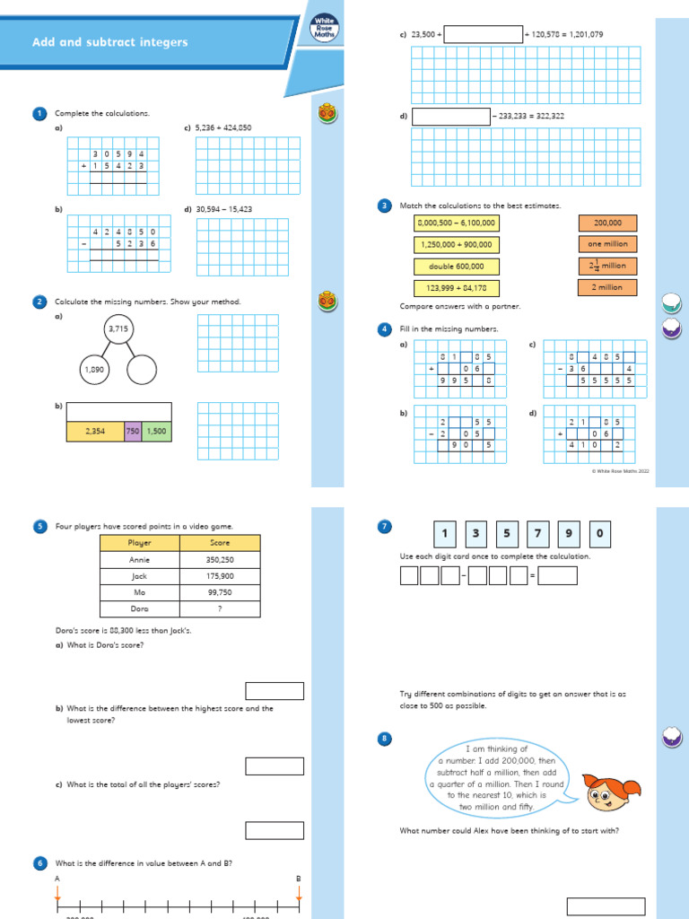 Y6 Autumn Block 2 WO1 Add and Subtract Integers 2022 | PDF | Arithmetic ...