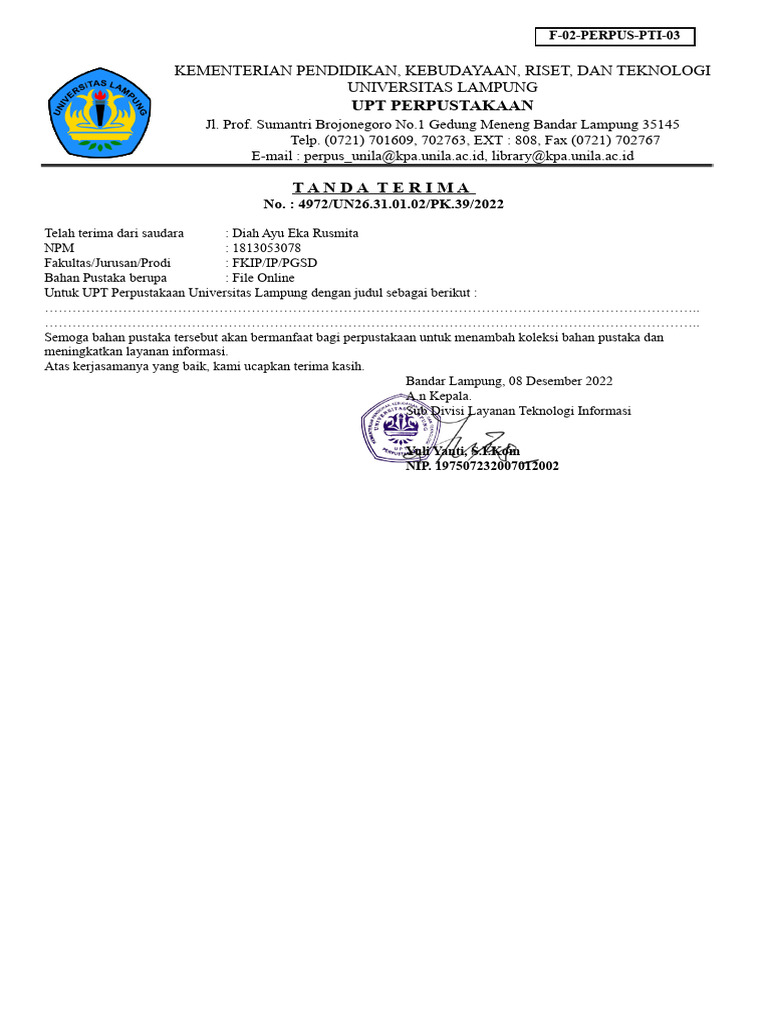 Eci Form Tanda Terima Online | PDF