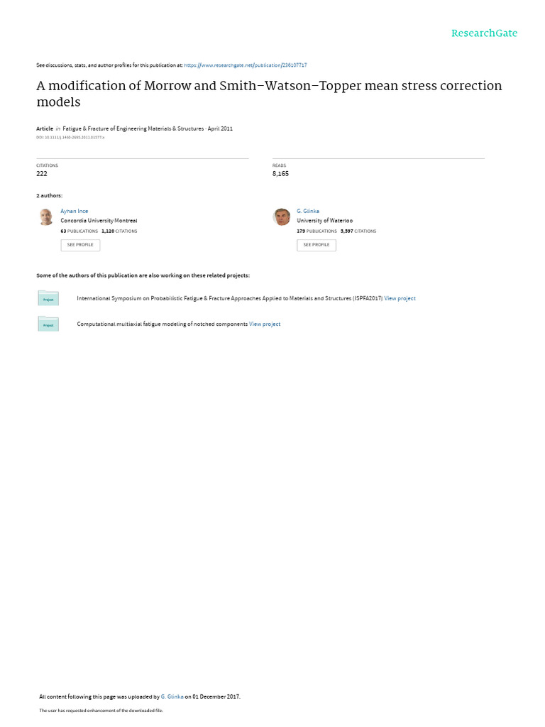 Fatigue Life Stress Correction Models | PDF | Strength Of Materials ...