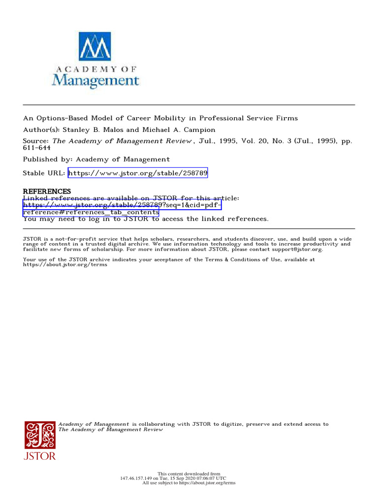 Career Mobility Model in PSFs | PDF | Option (Finance) | Human Capital