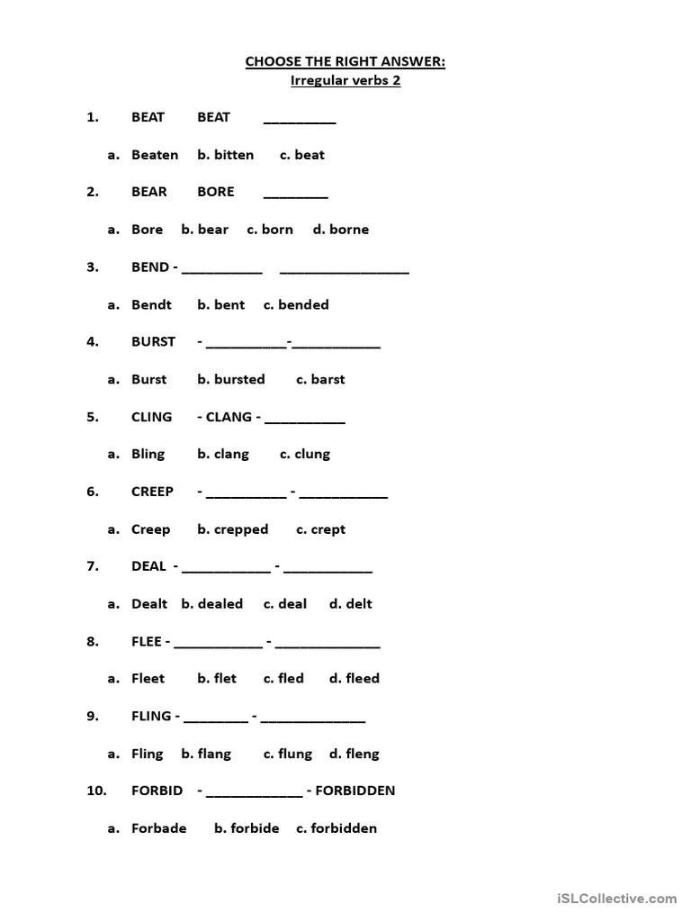 Irregular Verbs 2 Exercise | PDF | Lifestyle