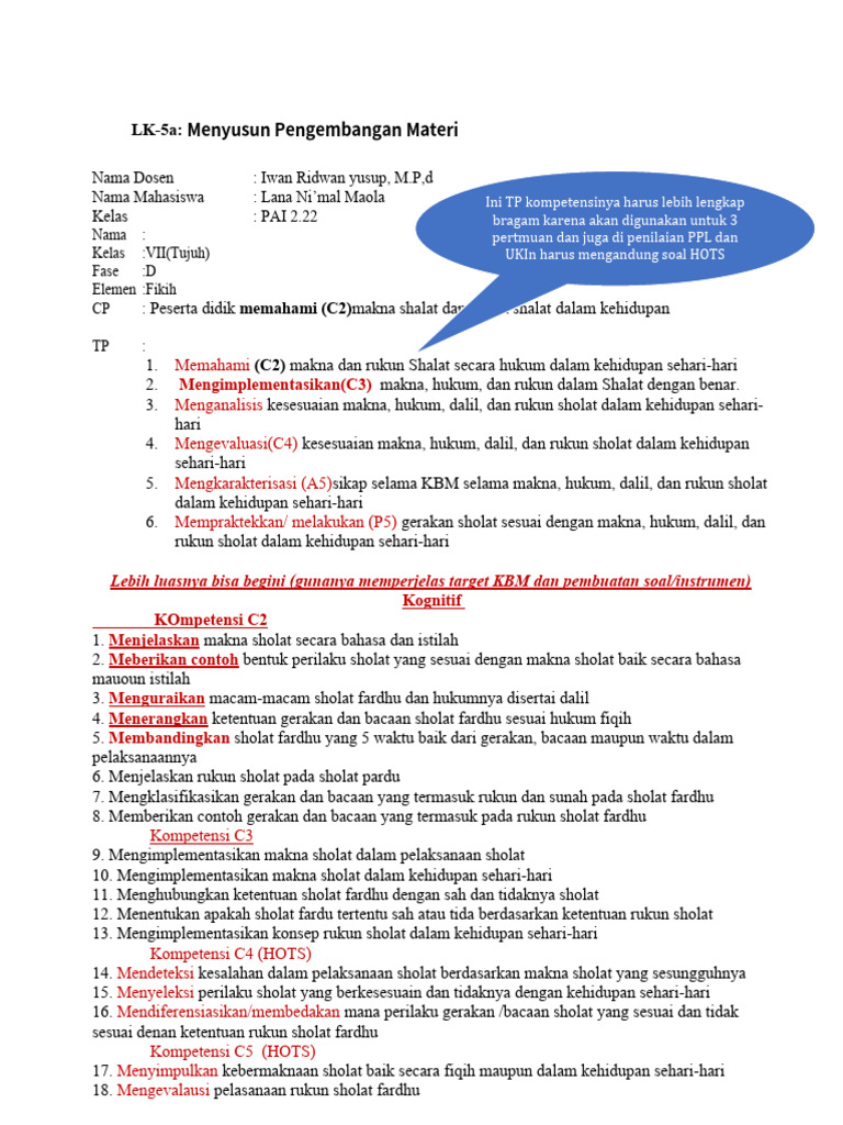 Contoh Pengerjaan LK 5-6 Iwan | PDF