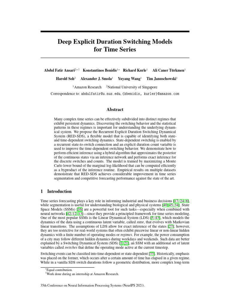 NeurIPS 2021 Deep Explicit Duration Switching Models For Time Series Supplemental | PDF | Time ...