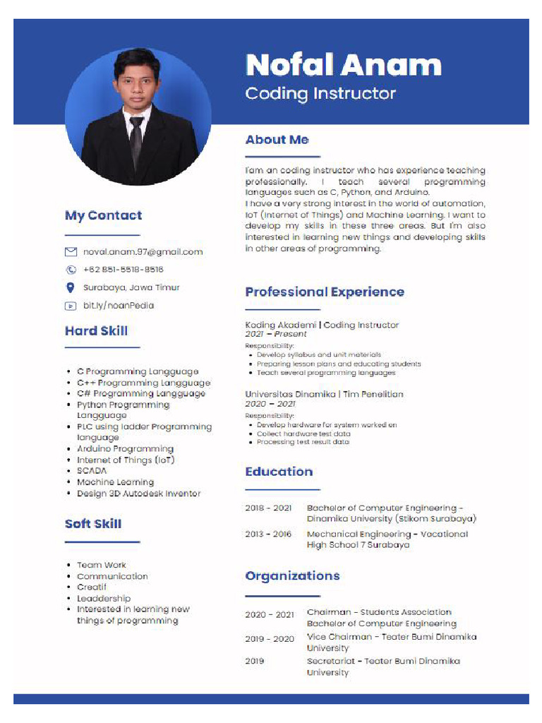 CV Nofal Anam English | PDF