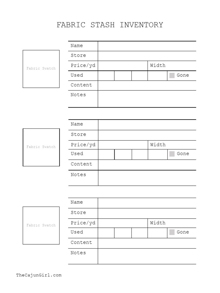 Fabric Stash Printable.01 | PDF