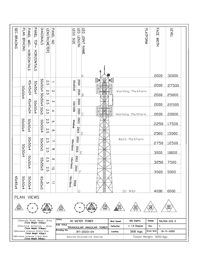 30m 3-Legged Angular Telecom Tower Design | PDF | Building Engineering ...