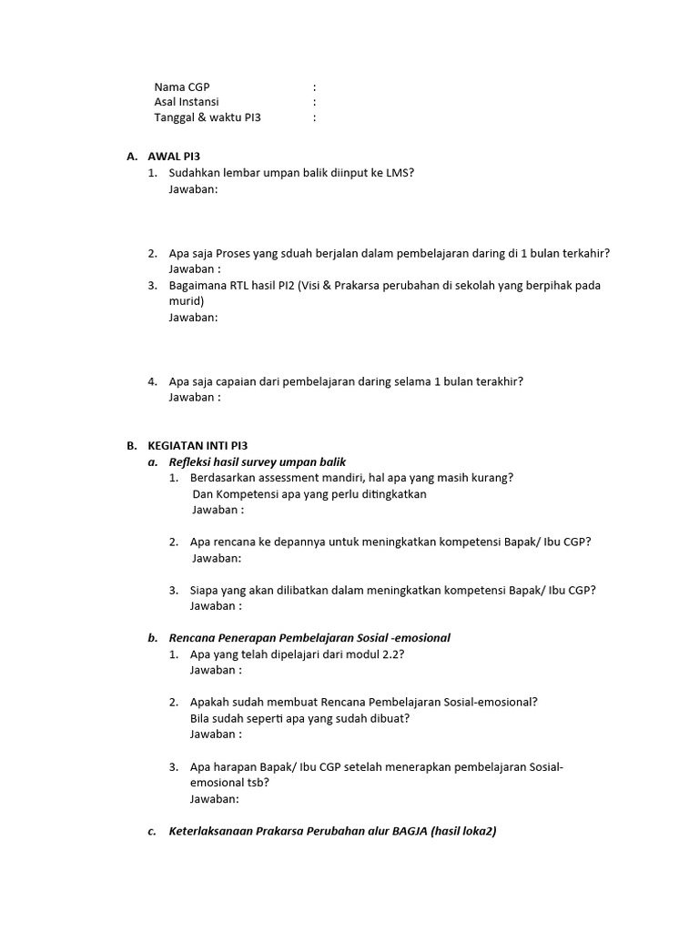 Panduan PI3 Untuk CGP | PDF