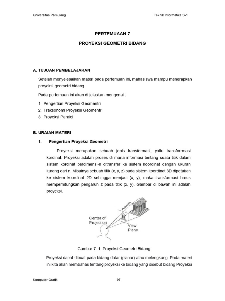 Tpl0362 07 Proyeksi Geometri Bidang | PDF | Teknologi & Rekayasa