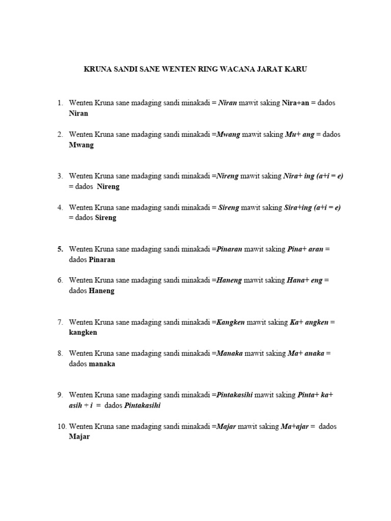 Kruna Sandi Bahasa Bali | PDF