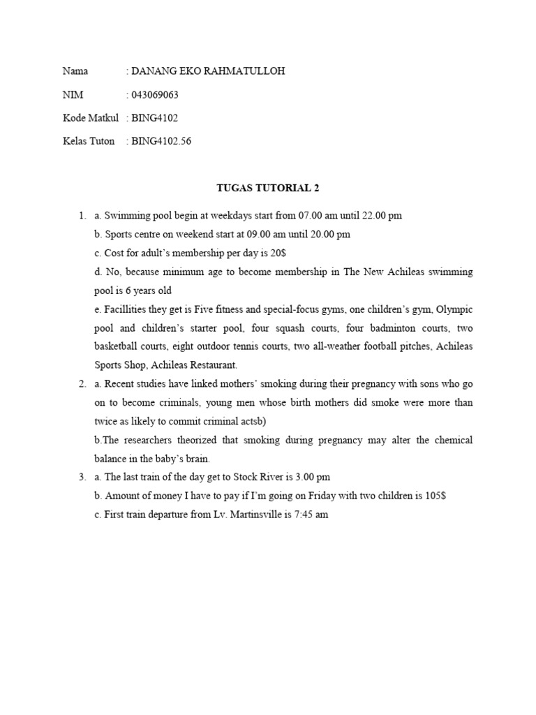 Tugas 2 - Reading | PDF | Sports & Recreation