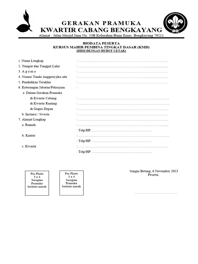 Biodata Peserta KMD | PDF