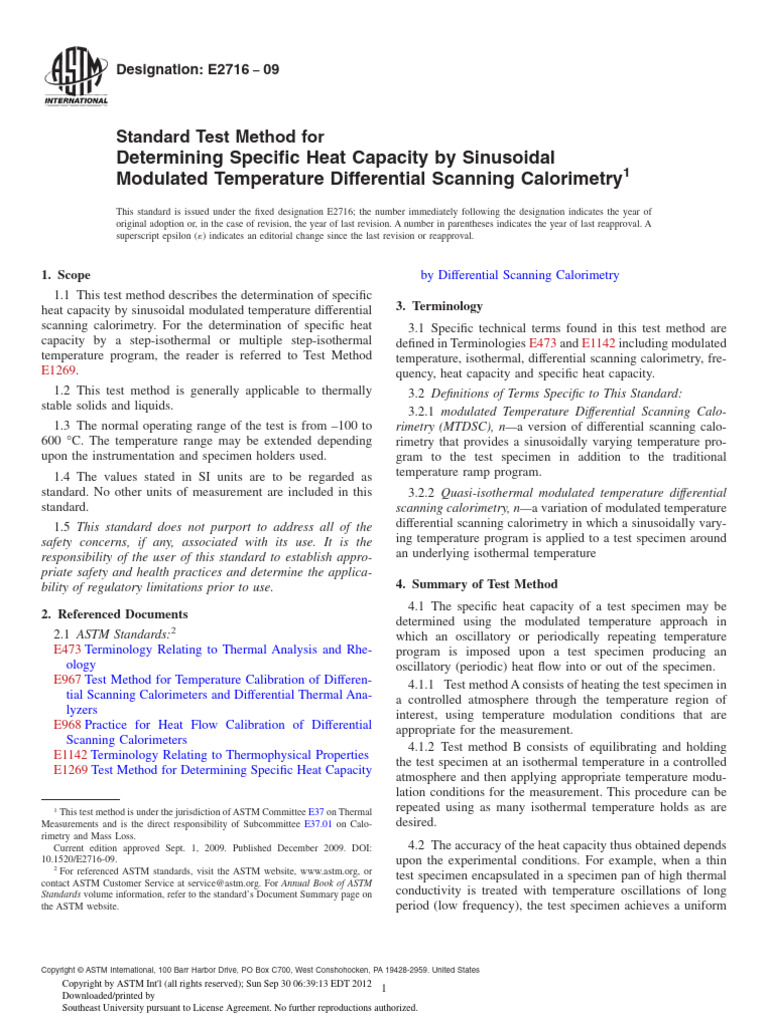 Determining Specific Heat Capacity by Sinusoidal Modulated Temperature ...