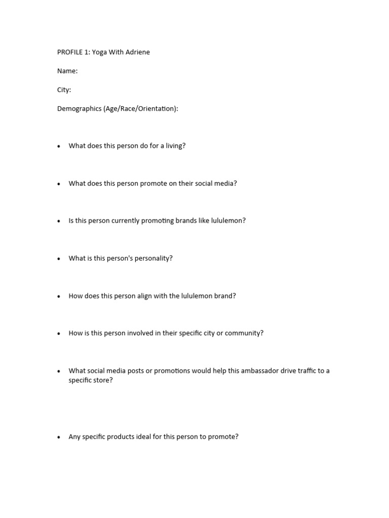 Ambassador Profile Guide | PDF