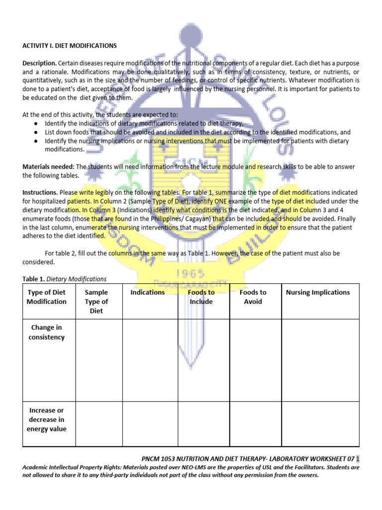 Worksheet 7 | PDF | Diet (Nutrition) | Diet & Nutrition